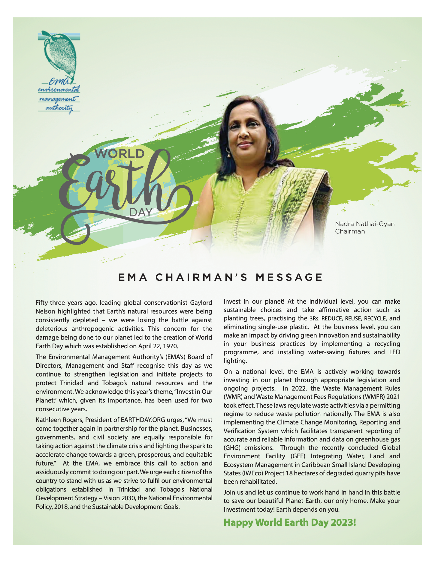 Earth Day 2023 - EMA Chairman's Message - EMA